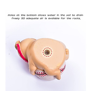 Cute Puppy Play Baseball Flowerpot with Drainer Garden Flowerpot Resin Succulent Potted Bonsai Plant Stand Home Desk Mini Ornaments Without PlantsWang Xingren Stadium Flower Pot Baseball