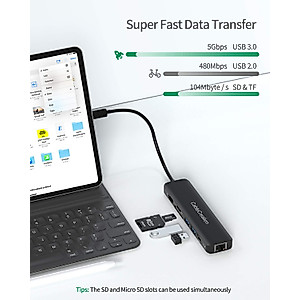Bundle – 2 Items: CableCreation USB 3.0 to HDMI Adapter with DisplayLink + 7 in 1 USB C Hub