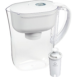 Silonn Ice Maker Countertop & Brita Water Filter Pitcher for Tap and Drinking Water with 1 Standard Filter, Lasts 2 Months, 6-Cup Capacity, BPA Free, White