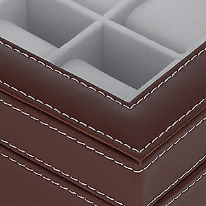 LIANTRAL Watch Box, 12-Slot Leather Watch Case Organizer Watch Holder for Men, Glass Top (Brown)