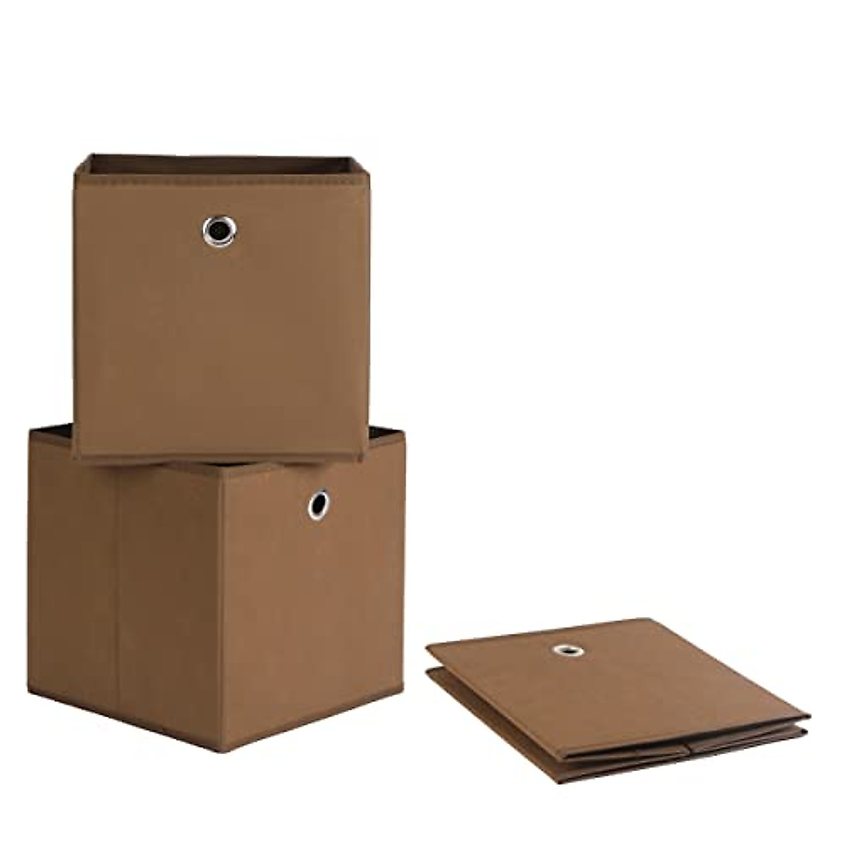 Rabtero Foldable Storage Cubes, Collapsible Cloth Baskets Open Storage Bins for Home Tidy and Storage-Brown, 6 Packs, 11 inches