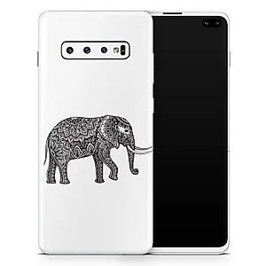 DesignSkinz Black and White Aztec Ethnic Elephant Protective Vinyl Decal Wrap Skin Cover Compatible with The Samsung Galaxy S20 (Screen Trim & Back Glass Skin)
