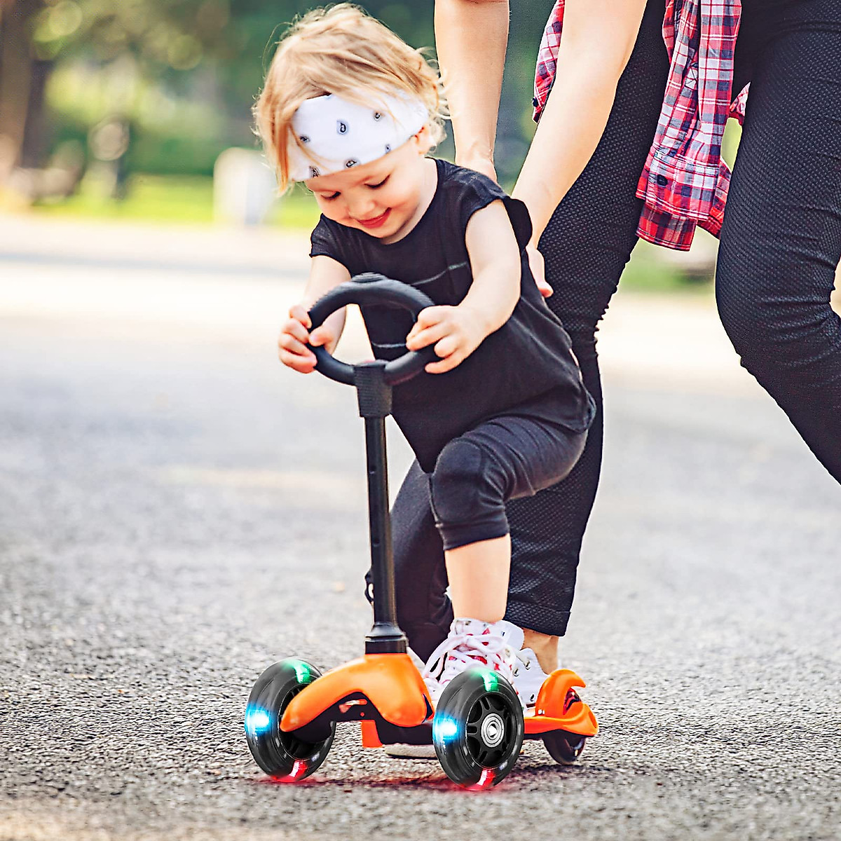 Scooter Replacement Wheels, LED Flash Wheel 80MM, Mini Maxi Micro Scooter Skate Wheels Flashing Roller Lights Back Rear ABEC-7 80MM for Kids & Teens Indoor Outdoor Skating (1pc)