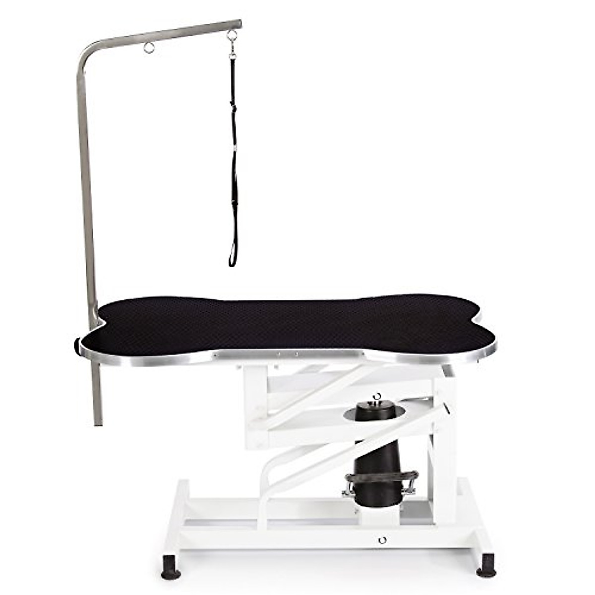 Pet Edge Master Equipment Black Bone Shaped Hydraulic Pet Grooming Table – Foot Operated Hydraulic Pump for 220-Lb. Dogs