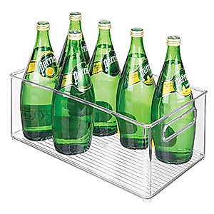 mDesign Deep Plastic Kitchen Storage Organizer Container Bin for Pantry, Cabinet, Cupboard, Shelves, Fridge, or Freezer - Holds Dry Goods, Sauces, Condiments, Drinks, Ligne Collection, 4 Pack, Clear