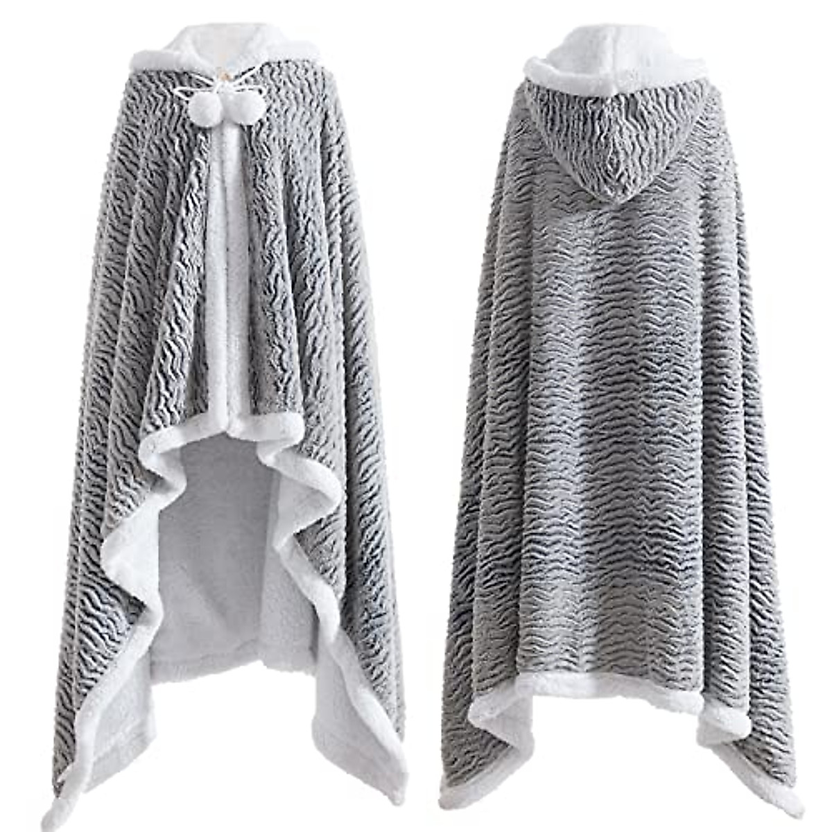 jinchan Wearable Blanket Sherpa Hooded Blanket Couch Throw Blanket Grey Hoodie Blanket Adult Soft Spring Blanket Twin Size Gray Bed Blanket Cozy Gift 50x70 inch