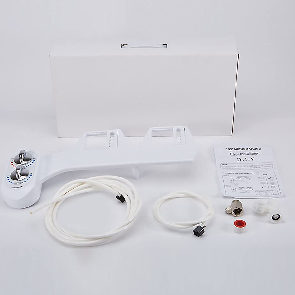 RADAAB Hot and Cold Water Non-Electric Bidet Attachment for Toilet, Self Cleaning and Single Nozzle for Women and Rear Wash (White