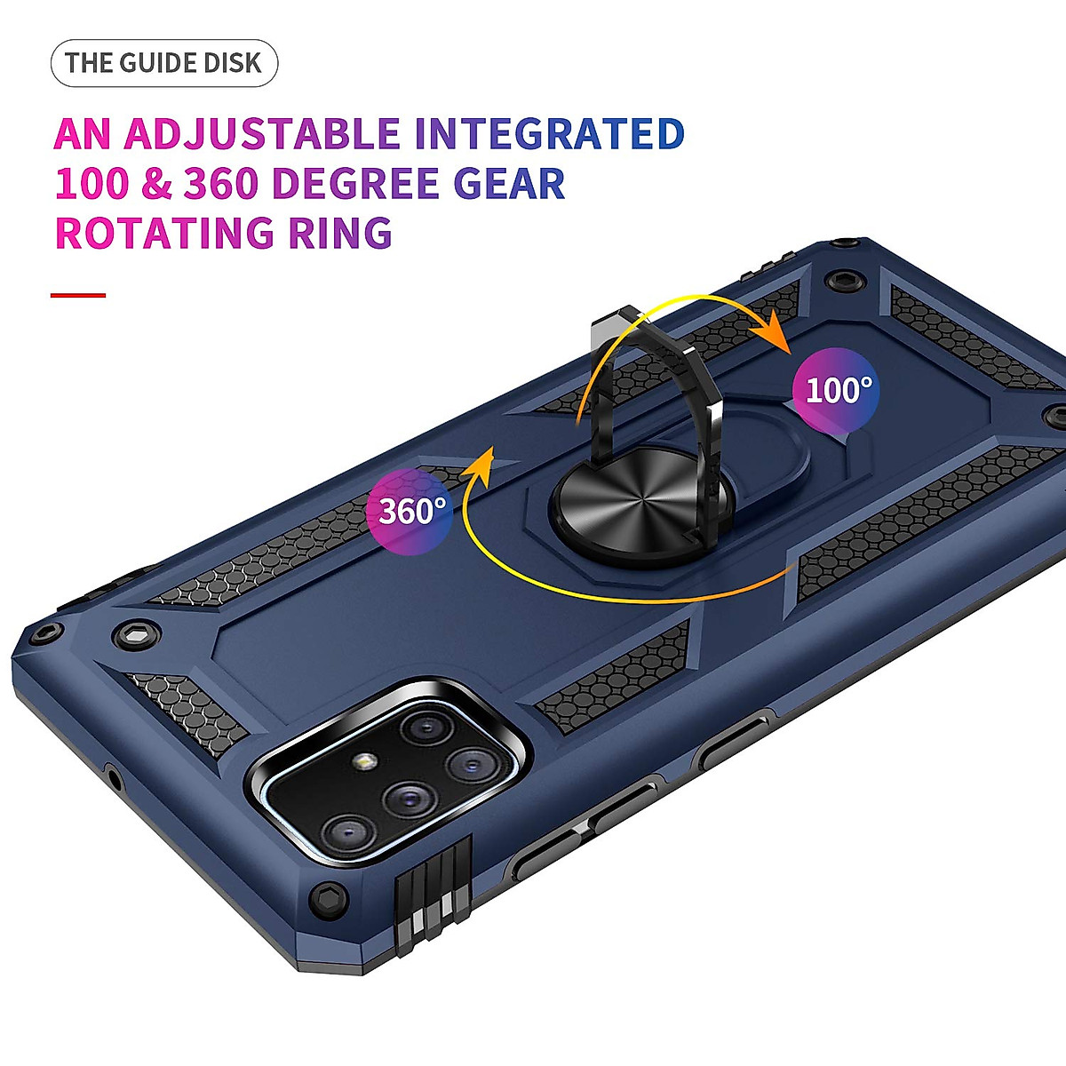 Korecase for Galaxy A71 Case Military Grade Armor Heavy Duty Rugged Dual Layers Full Body Shockproof with Ring Kickstand Back Cover Blue