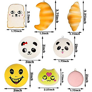 WATINC Random 70Pcs Squeeze Toys, Birthday Gifts for Kids Party Favors, Slow Rising Simulation Bread Squeeze Stress Relief Toys Goodie Bags Egg Filler, Keychain Phone Straps, 1 Jumbo Squeeze Include