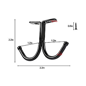 Picowe 6 Pcs Double Prong Ceiling Hook - Under Shelf Coat Hooks Bathroom Towel Bedroom Robe Hook for Hanging Baseball Cap, Coat, Clothes and Jewelry (Black)