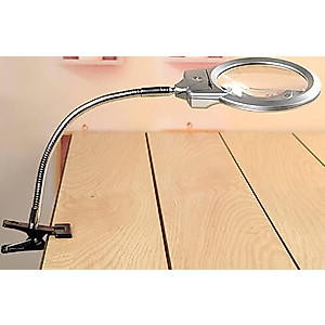 Large Lens Lighted Lamp Top Desk Magnifier Magnifying Glass Clamp with LED Light for Reading, Hobbies, Crafts or Other DIY