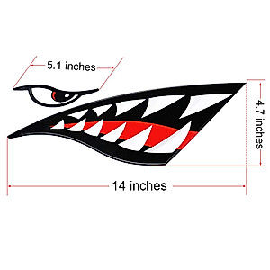 TENSPAL Shark Teeth Mouth Decals Sticker Kayak Boat Fishing Canoe Graphics Car Truck Reflective Graphics Accessories 2 Pcs