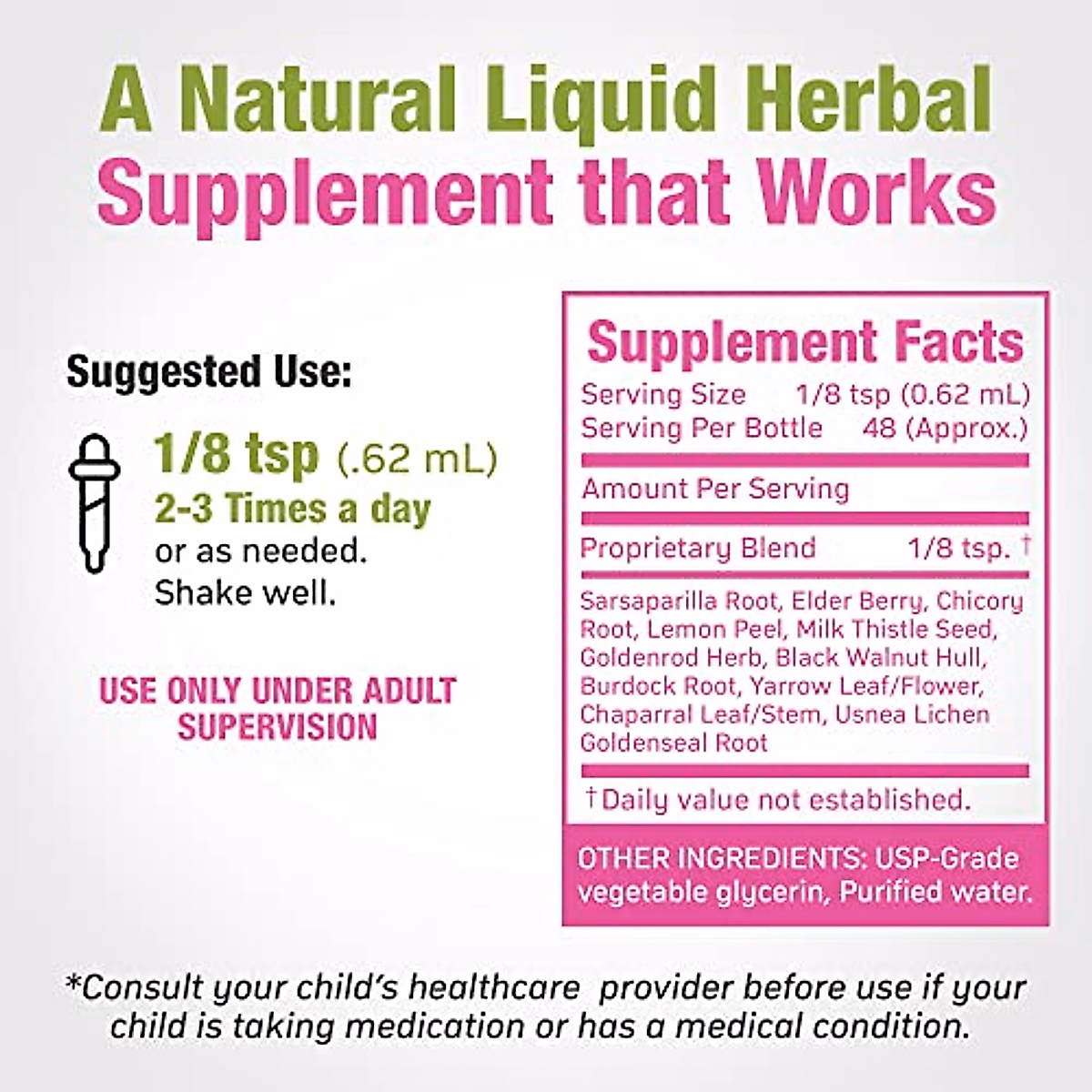 Cedar Bear - Herbal Detox for Kids - Luv Your Guts! a Liquid Herbal Supplement 1 fl oz / 30 ml