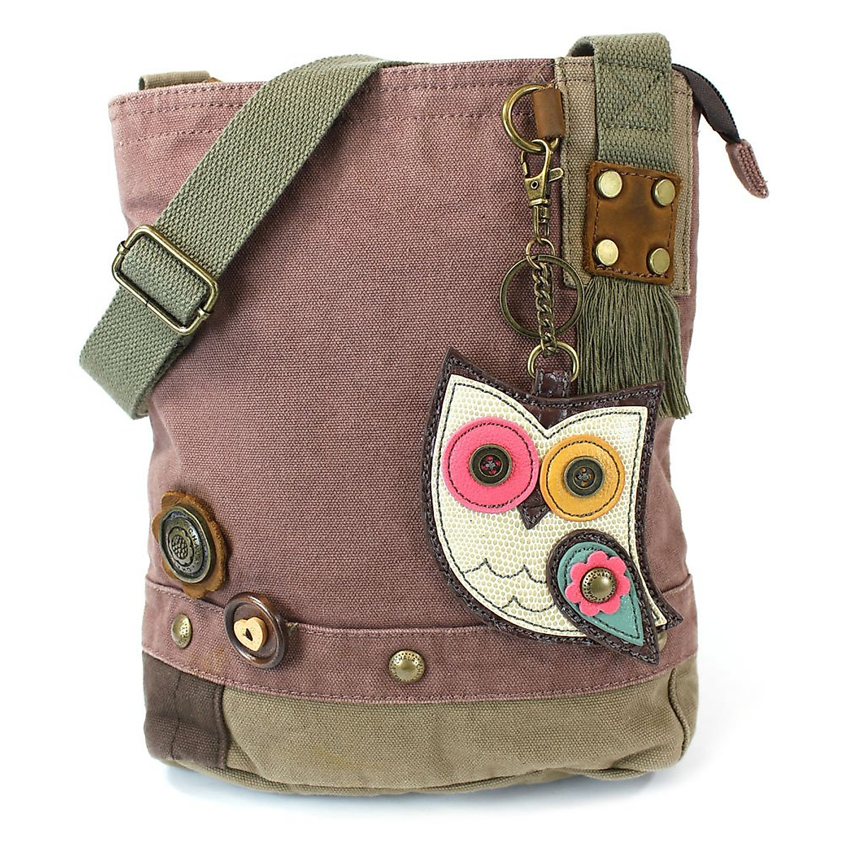 CHALA Handbags Patch Crossbody Messenger Bags - Mauve (Color Owl)