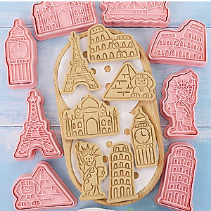 8 Pieces Statue of Liberty Cookie Moulds For Baking Cookie Mould Press Eiffel Tower Cookie Mould Set Kitchen Tools Plastic Cookie Stamps (Statue of Liberty)