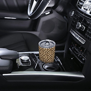 Yaxongx 20oz Tumbler Classic Leopard Skin Double Wall Vacuum Insulated Coffee Mug with Lid and Metal Straw Brush Reusable Stainless Steel Water Bottle Travel Cup Gifts for Car Ice Drinks Hot Beverage