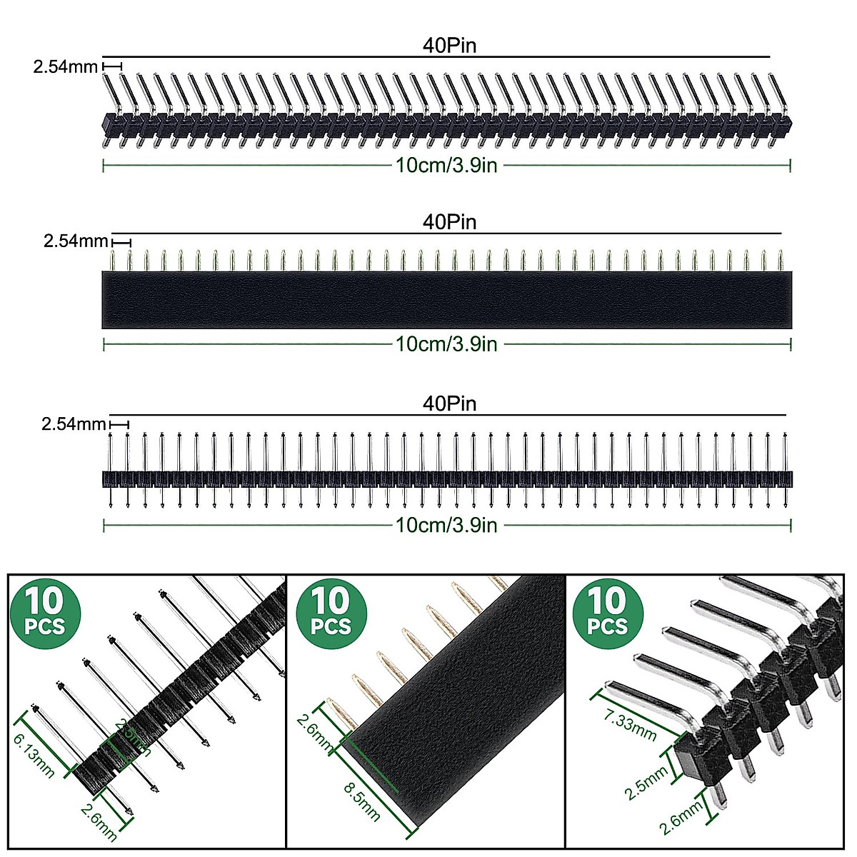 Smraza 104pcs Double Sided PCB Board Kit, Prototype Boards for DIY Soldering and Electronic Project Circuit Boards Compatible with Arduino Kits, 30PCS 40 Pin 2.54mm Male and Female Header Connector