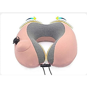 PATINS Inflatable Travel Pillow Neck Cushion for Airplane or Car Travel,Washable Pillowcase U Shaped Office Napping Pillow with Earplugs and Eye Mask for Airplanes Cars Buses Trains Office