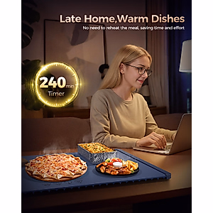 LNNIW Warming Mat for Food,Food Warming Mat,Electric Warming Tray for Buffets Party and Home Daily Use,Heating Fastly in 10s,Portable Design,Timed Function for Your Family.