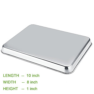 Baking Pans Sheet, 3 Piece Large Cookie Sheets Stainless Steel Baking Pan for Toaster Oven, Umite Chef Non Toxic Tray Pan, Mirror Finish, Easy Clean, Dishwasher Safe, 10 x 8 x 1 inch