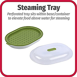 GoodCook BPA-Free Plastic Microwave Vegetable and Fish Steamer, Green