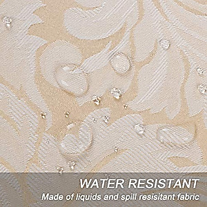 Lahome Elegant Damask Jacquard Tablecloth - Polyester Fabric Spillproof Water Resistant Washable Table Cover for Kitchen Dining Room Wedding Party Home Decor (Beige, Rectangle - 60" x 120")