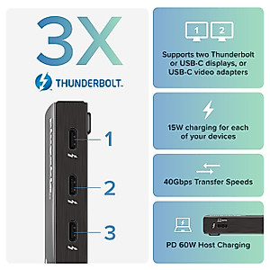 Plugable Thunderbolt 4 Hub, Data, Video, and Power on All Ports - 40 Gbps, USB-C to 4K HDMI Adapter, Laptop Charging, Compatible with Mac, Windows, Thunderbolt 4, USB4, Thunderbolt 3, USB-C Devices
