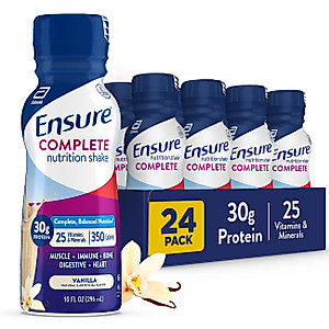 Ensure COMPLETE Vanilla Nutritional Shake | Complete, Balanced Meal Replacement | Ready To Drink | 30g Protein, 27 Vitamins & Minerals | 10 fl oz -24 Pack