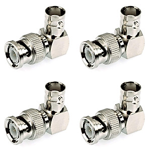 BeElion 5PCS BNC Male Right Angle to Female BNC Cable Video Adapter Connector for CCTV Camera