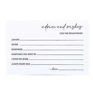 RXBC2011 Wedding advice and well wishes Cards for the Mr and Mrs Bride and Groom Newlyweds Bridal Shower Games Note Marriage Advice Pack of 50 (white)