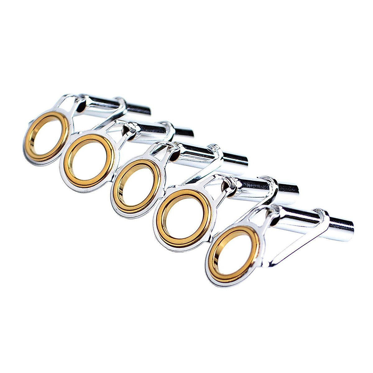 5X Fishing Rod Tip Guide Set Stainless Steel Replacement Rod Accessories Circle Tools for Rod, 7 Size Gold