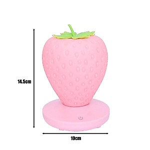 Nesee Children's Night Light,Cute Silicone Strawberry Lamp Children's Bedside Color Changing Lamp,USB Rechargeable,3 Modes Touch Switch Gift for Birthday,Christmas (Pink)
