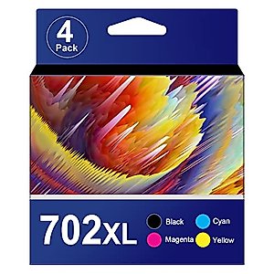 702 702XL Remanufactured Ink Cartridge Combo Pack Replacement for Epson 702XL T702XL 702 T702 for Workforce Pro WF-3720 WF-3733 WF-3730 Printer (4 Pack)