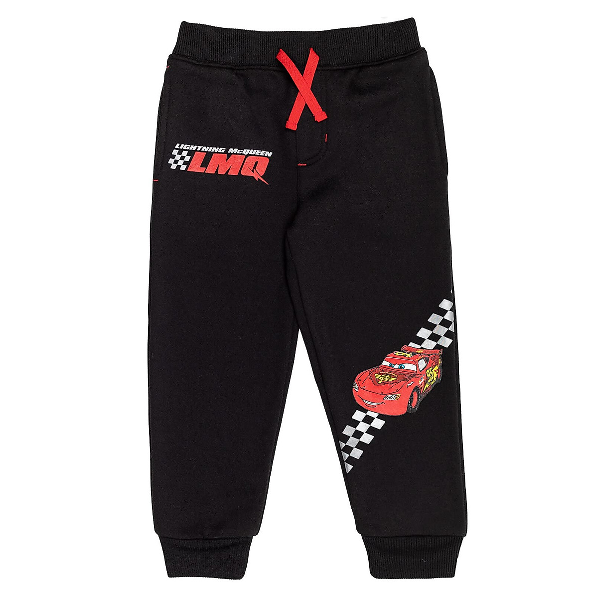 Disney Pixar Cars Lightning McQueen Toddler Boys Fleece 2 Pack Jogger Pants Red/Black 3T