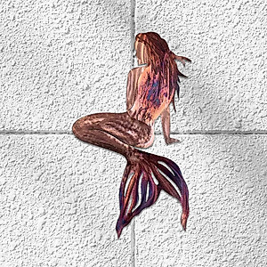 JACE Metal Wrought Iron Mermaids Crafts, Mermaid Metal Art Wall Decor, Wrought Iron Mermaid for Home Garden Beach Decoration (Copper)