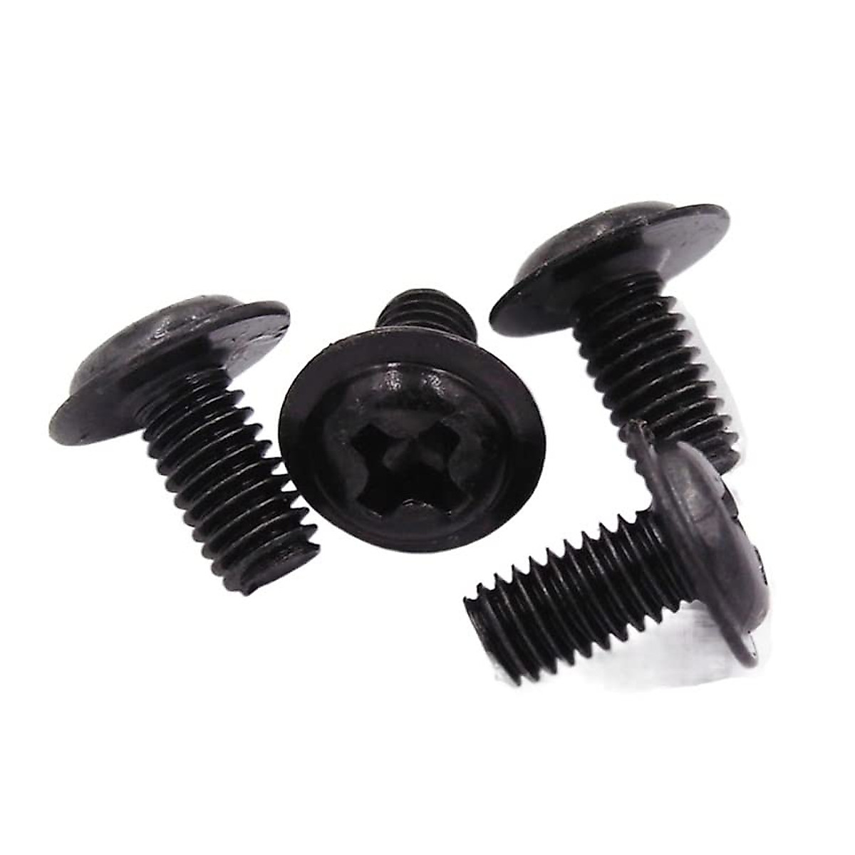 50/100Pcs Black Cross Phillips Pan Head with Washer Screw M2 M2.5 M3 M4 M5 for PC Case Motherboard Mount DIY Computer Screws (Color : 100pcs, Size : M3x6mm)