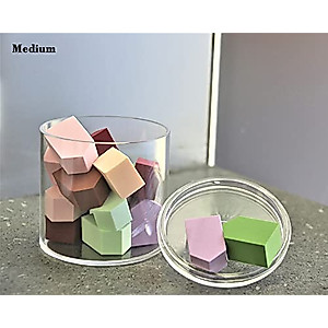 Qtip Holder Storage Organizer Set, 4 Pcs Clear Plastic Apothecary Jar with Lid, Bathroom Organizer Canister for Cotton Ball, Cotton Swab, Cotton Round Pads, Floss, Bath Bombs, Spa Salts, Powder Puffs