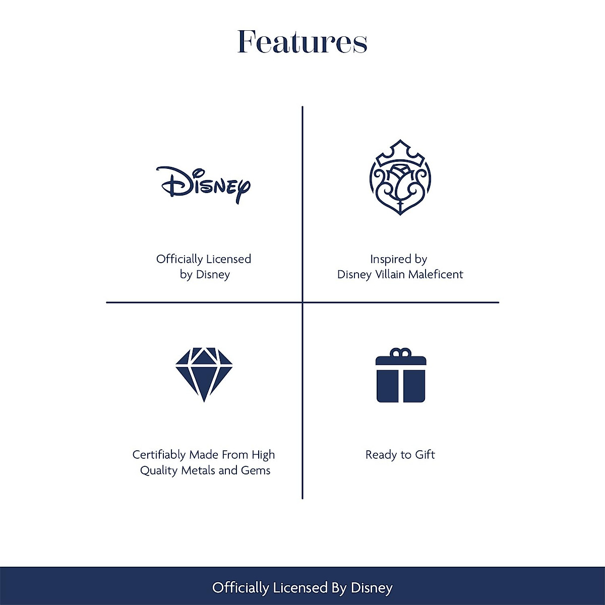 Jewelili Enchanted Disney Fine Jewelry Black Rhodium over Sterling Silver 1/5 Cttw Treated Black Round Diamond Maleficent Rose Earrings