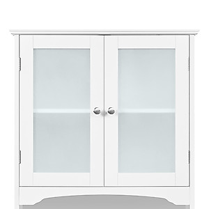 Topeakmart 65.5″ Tall Storage Cabinet Kitchen Cupboard with Glass Door Freestanding Floor Cabinet with Open Compartment, Drawer, Adjustable Shelf for Bathroom, Kitchen, Living Room