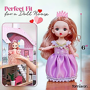 Princess Toys for Girls Age 3 4 5 6 | Mini Princess Dolls - Gift for Girls | 3 Little Princess Figurines with Tiaras, Hair & Accessories | Set for 3+ Year Old Girls | Compatible with Doll Houses