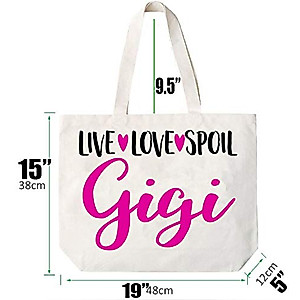COCOVICI Live Love Spoil Gigi Canvas Tote Bag Grandma Gift Idea Book Bag