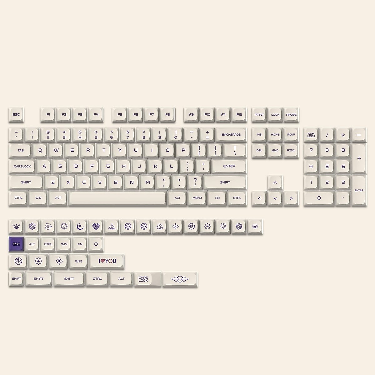 dagaladoo Retro Double Shot PBT keycaps Set Japanese Style Beige Custom Keycaps Dye-Sub XDA Profile keycaps Keyboard for Gateron MX Switches Mechanical Keyboard (134keys)