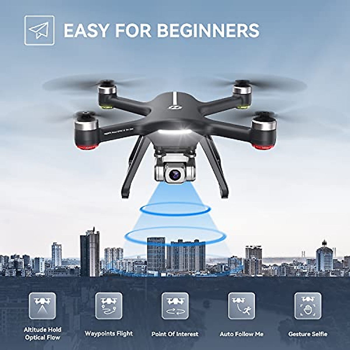 Holy Stone HS700E 4K UHD Drone with EIS Anti Shake 130 FOV Camera for Adults, GPS Quadcopter with 5GHz FPV Transmission, Brushless Motor, Easy Auto Return Home, Follow Me and Outdoor Carrying Case