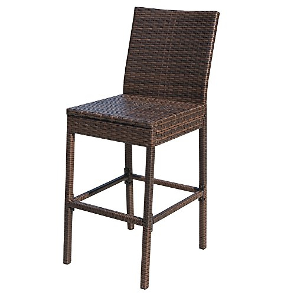 Sundale Outdoor Bar Stools 30 Inch Seat Height Set of 4, Patio Wicker Counter Stools with Back Rest, High Brown Rattan Chair with Pillow & Beige Cushion, All-Weather Armless Tall Pub Barstool