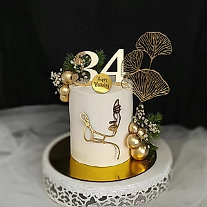 Boho Flower Cake Toppers Lady Face Birthday Cake Decorations with Palm Leaves Ginkgo Leaves for Birthday Party Wedding Boho Themed Party Supplies (FLowers)