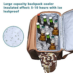 Hap Tim Picnic Backpack Cooler for 4 Person with Insulated Leakproof Cooler Bag, Wine Holder, Fleece Blanket, Cutlery Set,Perfect for Beach, Day Travel, Hiking, Camping, BBQs, Family and Lovers Gifts