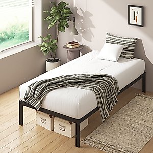 ZINUS Mia Metal Platform Bed Frame, Wood Slat Support, No Box Spring Needed, Easy Assembly, Black, 75" x 30" (Narrow Twin)