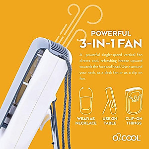 O2COOL Deluxe Necklace Fan | Battery Powered, Hands-Free Personal Cooling Fan w/Adjustable Lanyard, Table Top Stand + Wearable Clip (Grey (2 Pack))