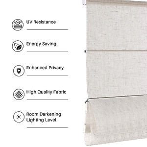 Hiifroy Roman Shades for Window, Light Filtering with Linen Texture Thermal Insulated Heat Blocking Window Blinds for Home Living Room Decor, Linen 20" W x 24" H