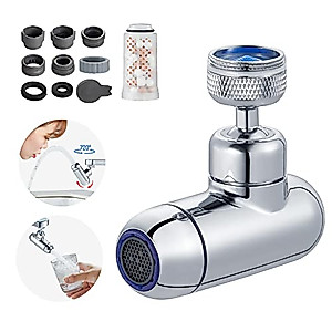 SUBMARINE Faucet Bubbler，720-Degree Multi-Angle Rotary Faucet Aerator、Extender，35 Degree Temperature Change Color，Can Be Used For Washing Face, Washing Eyes, Gargling, Etc(Silver)